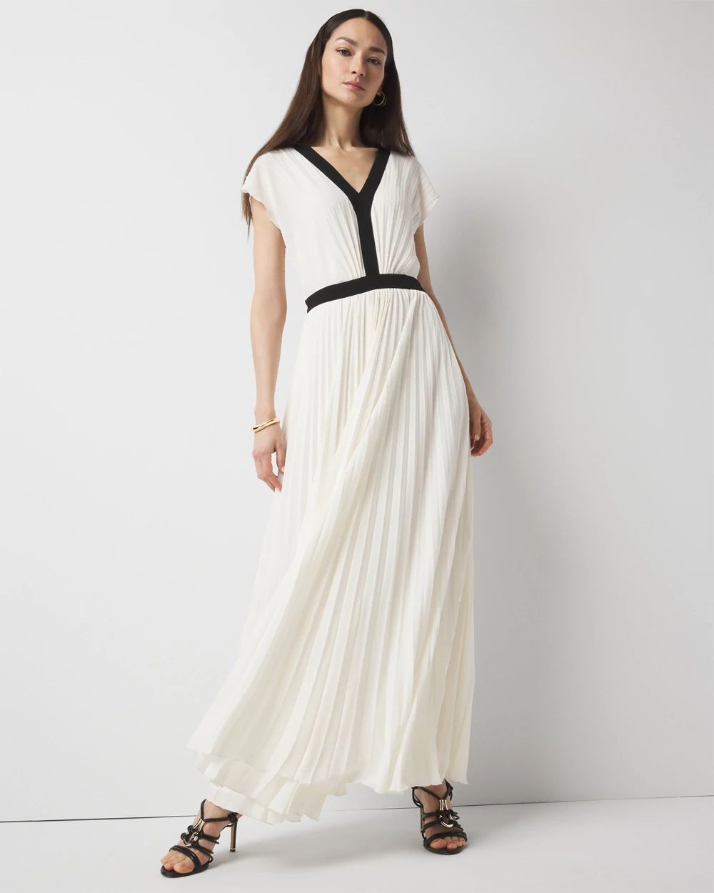 Colorblocked Pleated Maxi Dress | White House Black Market